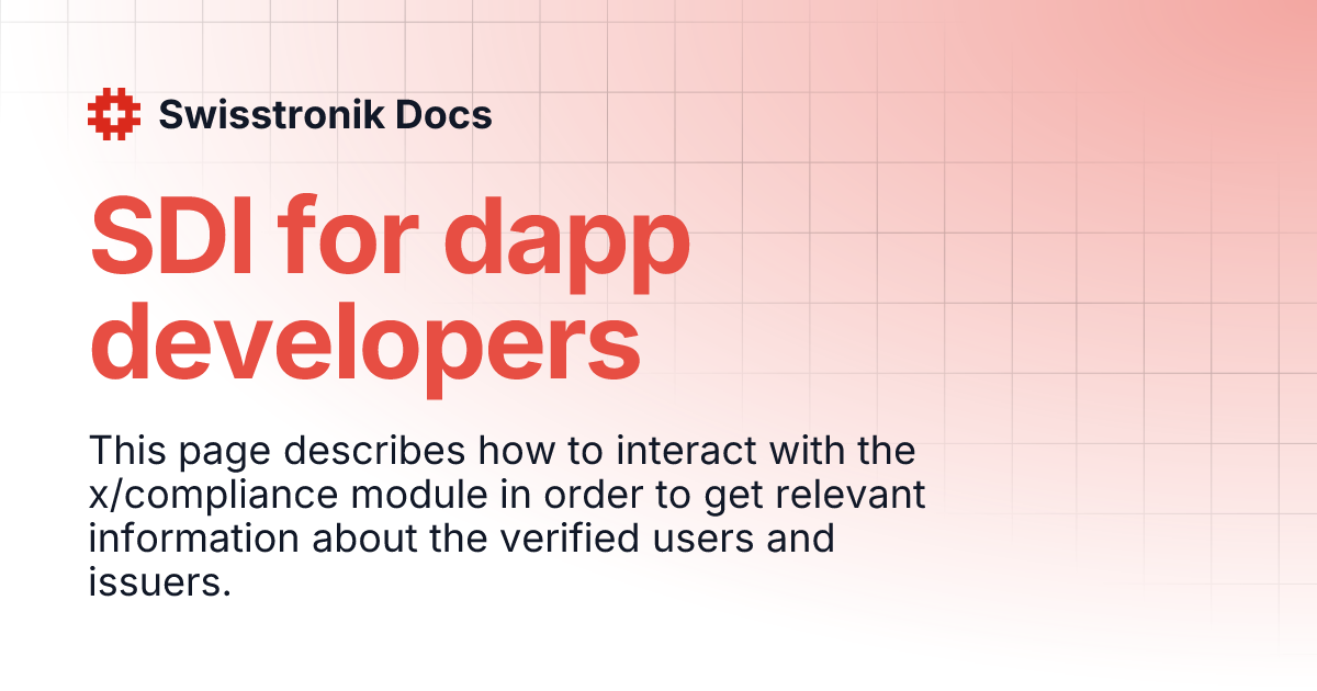 SDI for dapp developers | Swisstronik Docs